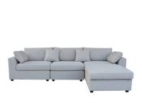 China Modular Fabric Sectional Sofa 4 Piece Set with Reversible Ottoman Chaise D30 Foam Gray for sale