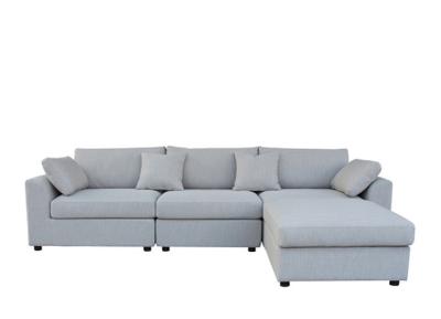 China Modular Fabric Sectional Sofa 4 Piece Set with Reversible Ottoman Chaise D30 Foam Gray for sale