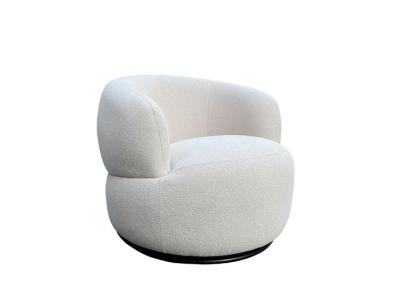 China Boucle Fabric Swivel Chair 83 cm Wide High Density Foam Ivory Swivel Armchair for sale