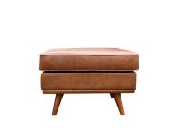 China Contemporary Leather Ottoman Foot Stool Chestnut Timber Plinth 69cm x 58cm x 48cm for sale
