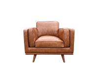 China Contemporary 1 Seater Leather Sofa Timber Plinth Top Grain Genuine Leather Couch 107 cm for sale