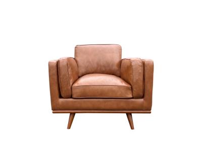 China Contemporary 1 Seater Leather Sofa Timber Plinth Top Grain Genuine Leather Couch 107 cm for sale
