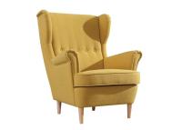 China Rolled Armrest Fabric Arm Chair Upholstered High Back Armchair 85cm x 95cm Wood Legs for sale