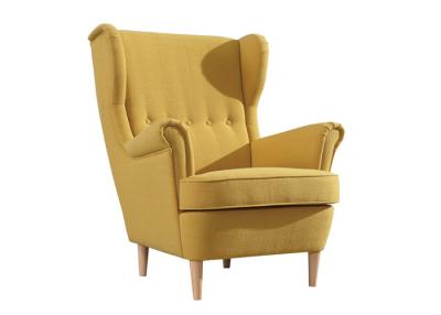 China Rolled Armrest Fabric Arm Chair Upholstered High Back Armchair 85cm x 95cm Wood Legs for sale