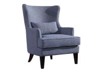 China Blue Velvet Club Chair with Nail Decor Removable Seat Cushion 75cm Wide for sale