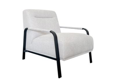 China Firm Fixed Seat Fabric Armchair Metal Frame Tufted Back Beige 71x88x79 cm for sale