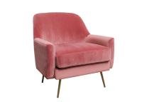 China Peach Velvet Fabric Armchair with Gold Metallic Legs 75x80x81 cm for sale