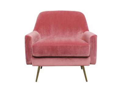 China High Density Foam Peach Velvet Armchair with Gold Metallic Legs 75x80x81 cm for sale