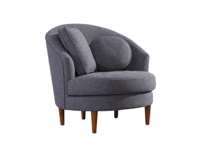 China Grey Fabric Arm Chair with Removable Waist Pillow and Wooden Legs 90cm Wide for sale