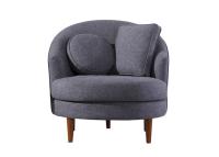 China Contemporary Light Grey Fabric Armchair with Waist Pillows Timber Legs 90cm Wide for sale