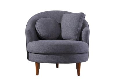 China Contemporary Light Grey Fabric Armchair with Waist Pillows Timber Legs 90cm Wide for sale
