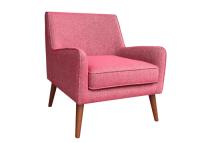 China Chestnut Fabric Armchair with Curved Armrest and Wooden Legs 70x80x80 cm for sale