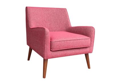 China Chestnut Fabric Armchair with Curved Armrest and Wooden Legs 70x80x80 cm for sale