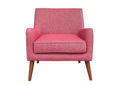 China Scarlet Fabric Arm Chair with Timber Legs Modern Occasional Chair 70x80x80 cm for sale
