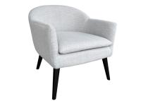 China Grey Fabric Armchair with Removable Cushion Curved Backrest Wood Legs 77cm for sale