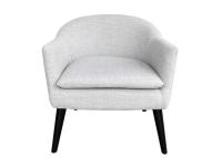 China Curved Fabric Arm Chair 77cm Wide Gray with Removable Seat Cushion Black Timber Legs for sale