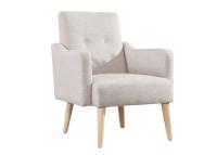China Fixed Seat Cushion Fabric Arm Chair Beige 75cm x 83cm Foam Padded Accent Armchair for sale