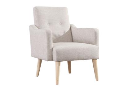 China Fixed Seat Cushion Fabric Arm Chair Beige 75cm x 83cm Foam Padded Accent Armchair for sale