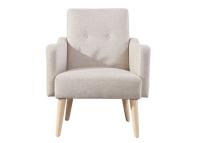 China Beige Fabric Upholstered Lounge Chair with Timber Legs 75cm Wide for sale