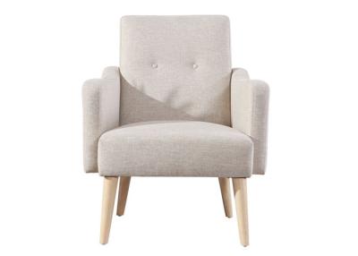 China Beige Fabric Upholstered Lounge Chair with Timber Legs 75cm Wide for sale