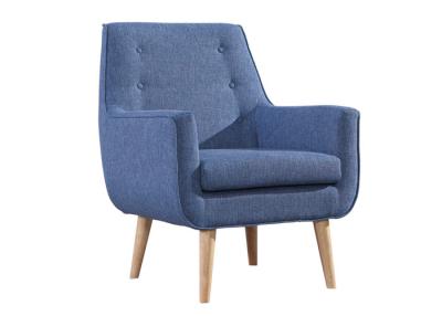 China Blue Fabric Accent Armchair with Removable Seat and Wooden Legs 70x80x89 cm for sale