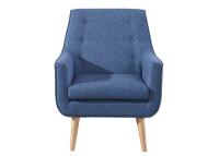 China Blue Button Tufted Fabric Armchair with Timber Legs 70cm Wide for sale