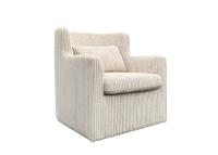 China Metal Mechanism Swivel Upholstered Armchair Fabric Corduroy Camel 80cm W for sale