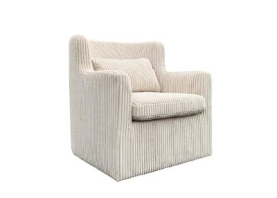China Metal Mechanism Swivel Upholstered Armchair Fabric Corduroy Camel 80cm W for sale