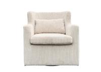 China Camel Corduroy Swivel Chair with Waist Pillow 80cm Wide Winged Back for sale