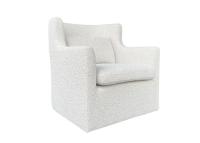 China Beige High Back Swivel Barrel Chair 80cm Metal Mechanism Upholstered Fabric Seat for sale