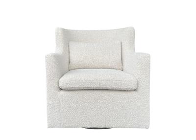 China Corduroy Fabric Swivel Chair Beige High Back Winged Sides 80cm W x 89cm H for sale