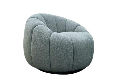 China Swivel Pumpkin Arm Chair Boucle Fabric Grey 96 cm W x 93 cm D x 74 cm H for sale