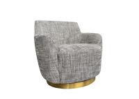 China Polyester Swivel Chair Grey Fabric Metal Plinth 80cm Durable Lounge Seating for sale