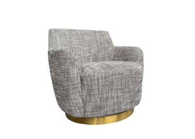China Polyester Swivel Chair Grey Fabric Metal Plinth 80cm Durable Lounge Seating for sale