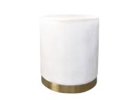 China Velvet Storage Foot Stool Ottoman Beige 40cm Round Metal Plate Decor for sale