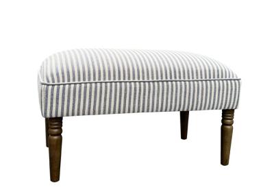 China Striped Fabric Storage Foot Stool Ottoman with Wood Legs 60x40x42 cm for sale
