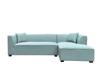 China Turquoise Sectional Sofa Polyester Fabric Right Chaise Timber Legs D30 Foam 250cm for sale