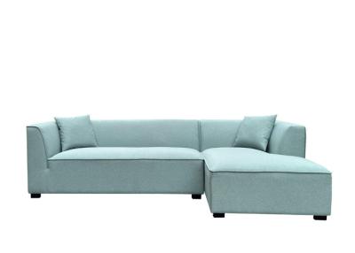 China Turquoise Sectional Sofa Polyester Fabric Right Chaise Timber Legs D30 Foam 250cm for sale