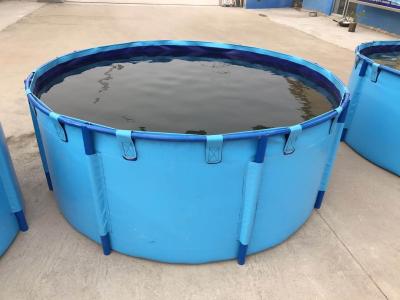 China 3000L 1.2MM Tarpaulin Fish Tank Foldable And Collapsible With Metal Frame Fish Pond Plastic Tank for sale