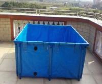 China Fish Farming Aquarium Water Storage Tank, Blue Cylinder Above Ground Fish Pond Collapsible Fish Tank for sale