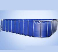 China 50000 Liters Folding Tarpaulin Fish Pond , Blue Color Aquarium Fish Tank With Steel Frame for sale