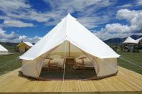 China Glamping Luxury Yurt Bell Fire Retardant Tarpaulin Safari Tent Waterproof Canvas Fabric for sale