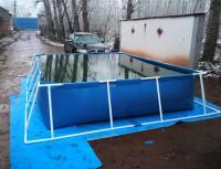 China BGO 4M * 3M * 0.8M Rectangle Shape Tarpaulin Fish Tank Steel Frame With Liner Fish Pond Plastic Tank for sale