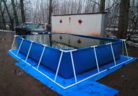 China BGO 4M * 3M * 0.8M Rectangle Shape Tarpaulin Fish Tank Steel Frame With Liner Fish Pond Plastic Tank for sale