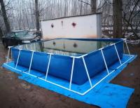 China BGO 4M * 3M * 0.8M Rectangle Shape Tarpaulin Fish Tank Steel Frame With Liner Fish Pond Plastic Tank for sale