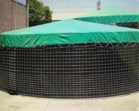China 20000L PVC Fish Farming Tank with Lid, Flexible Tarpaulin Wire Mesh Tank For Agricultural for sale