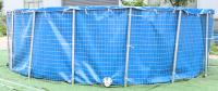 China 40000L 0.9mm PVC Tarpaulin Fish Pond With Steel Mesh 6Mx1.4M Collapsible Fish Tank for sale