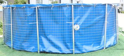 China 40000L 0.9mm PVC Tarpaulin Fish Pond With Steel Mesh 6Mx1.4M Collapsible Fish Tank for sale
