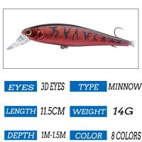 China 3 Plastic Lures Tilapia Bass Bionic Bait Fishing 11.50cm 14g Minnow Floating for sale