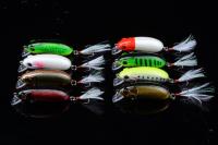 China Fishing Gear Bait Minnow 6cm / 9.8g Black Feather Hook ABS Plastic for sale